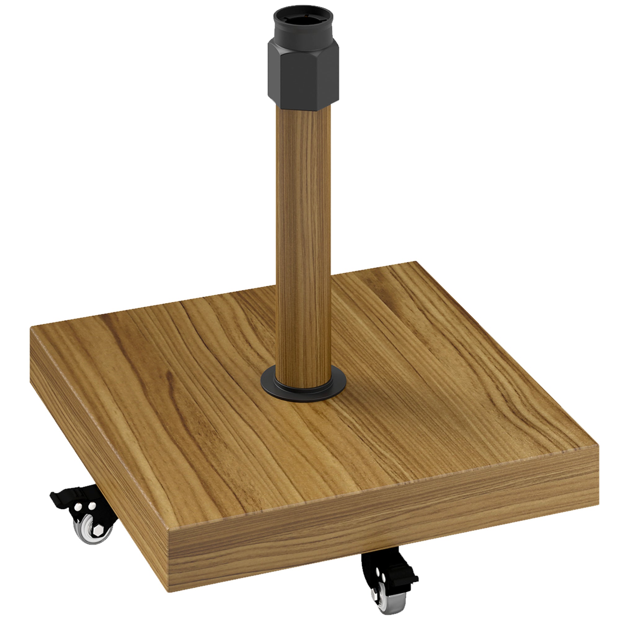 57lbs Rolling Umbrella Base for Patio Umbrellas in Natural Wood Colour