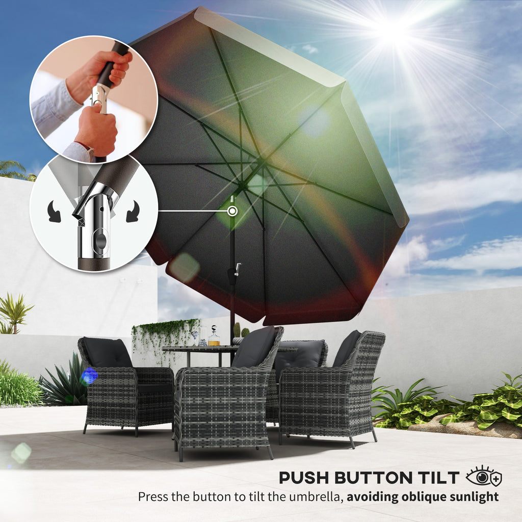 8.5ft Outdoor Market Table Patio Umbrella with Tilt and Crank - Black