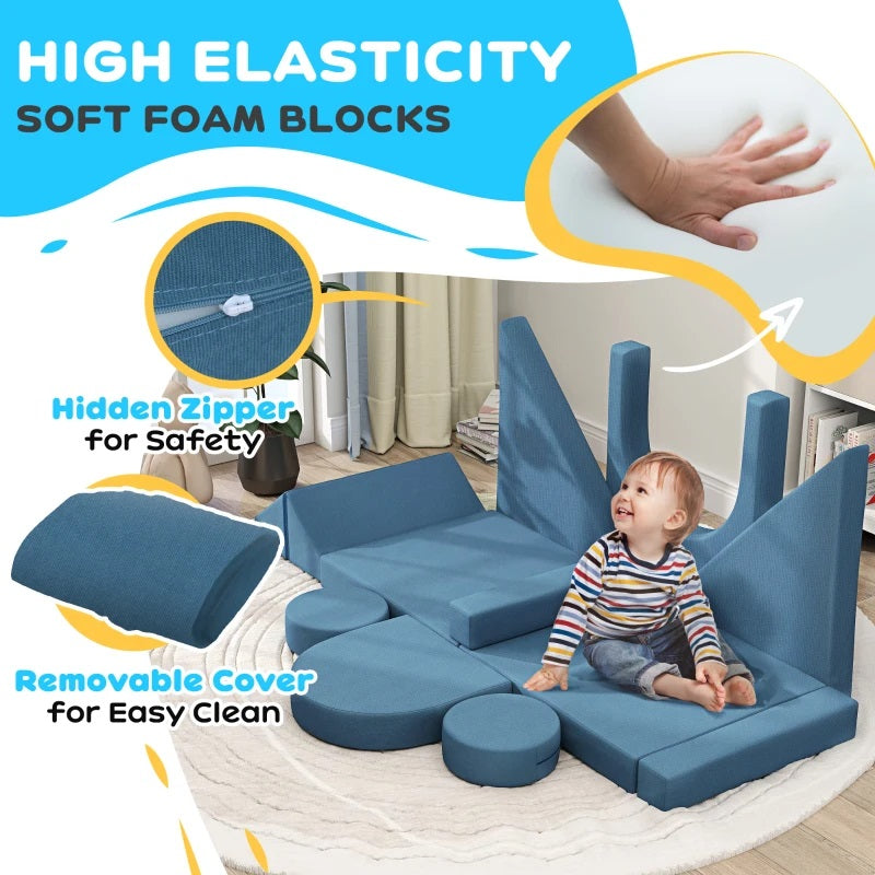 Create-a-Couch 12-Piece Convertible Fort Building Play Couch for Kids