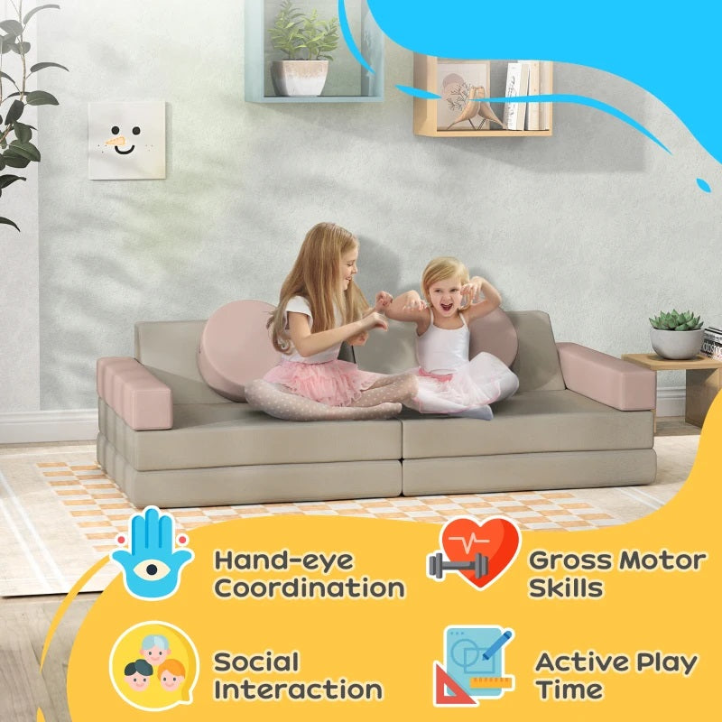 Create-a-Couch 12-Piece Convertible Fort Building Play Couch for Kids