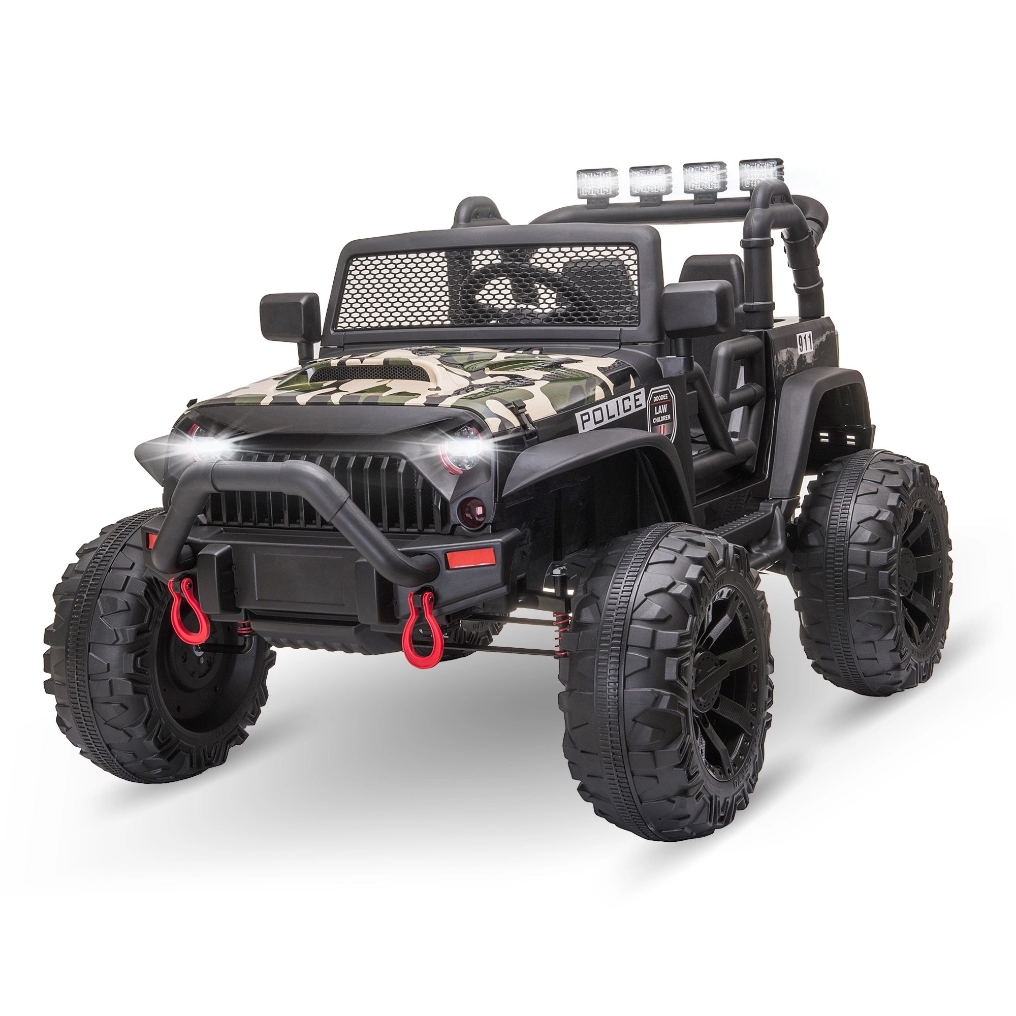 12V Ride-On 2 Seat Police Truck With Parental Remote - Camo