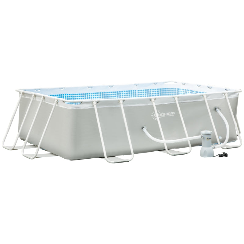 11ft x 7ft x 32in Steel Frame Rectangular Above Ground Swimming Pool w